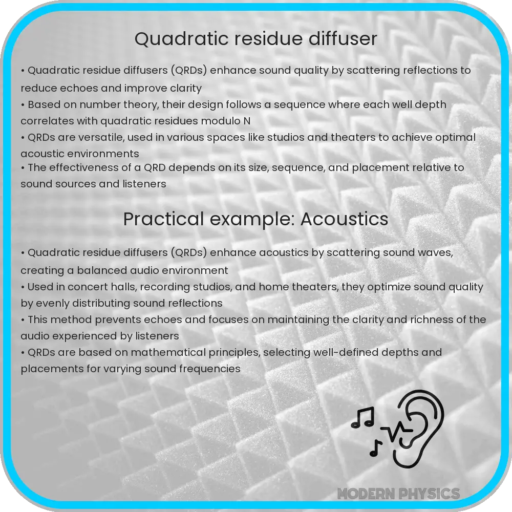 Quadratic Residue Diffuser Optimize Sound Enhance Acoustics