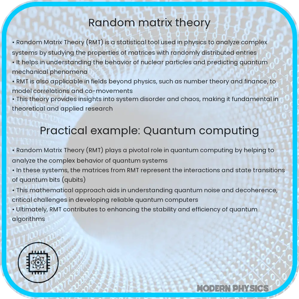 Random Matrix Theory Core Tool In Computational Physics