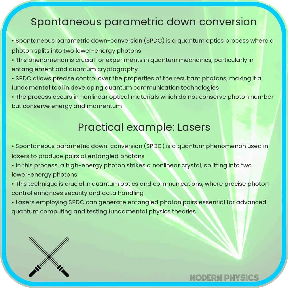 Spontaneous Parametric Down Conversion Quantum Entanglement Photon