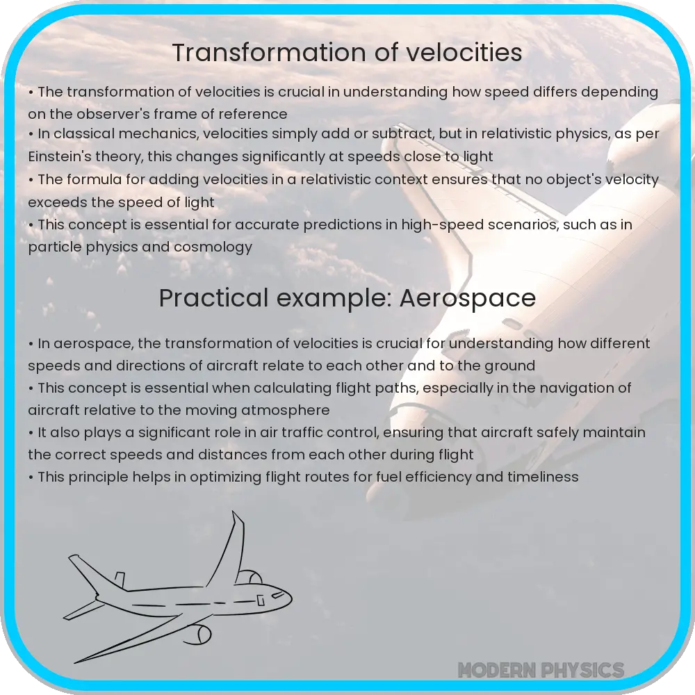 Transformation of Velocities | Einstein's Theory, Speed of Light & Time