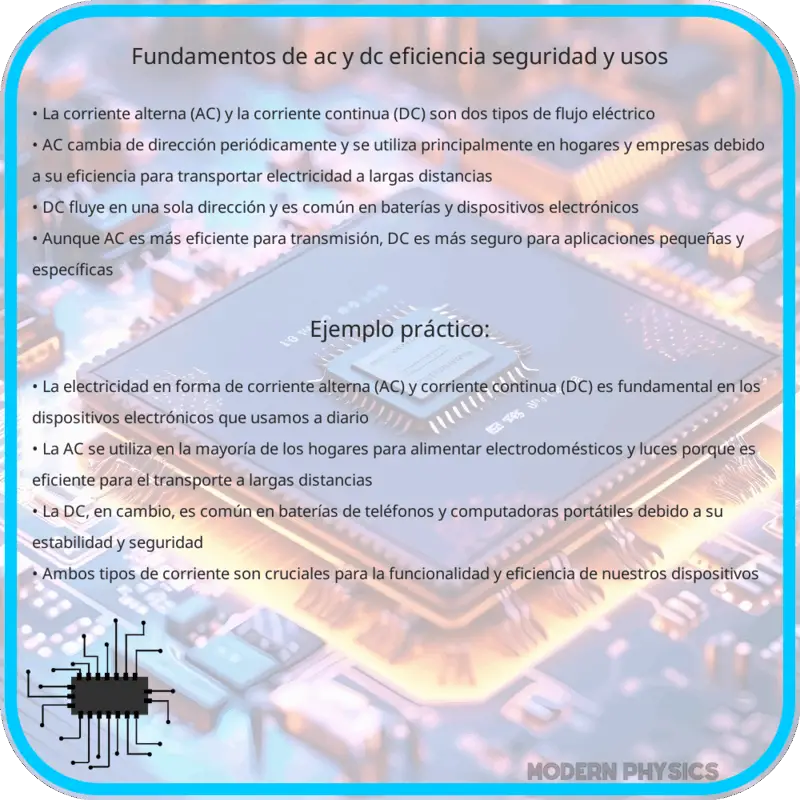Fundamentos de AC y DC | Eficiencia, Seguridad y Usos