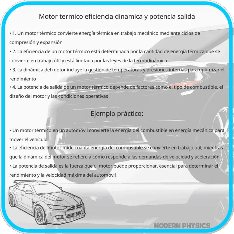 Motor Térmico | Eficiencia, Dinámica y Potencia Salida