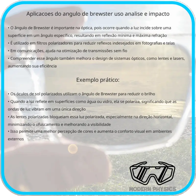 Aplicações do Ângulo de Brewster | Uso, Análise e Impacto