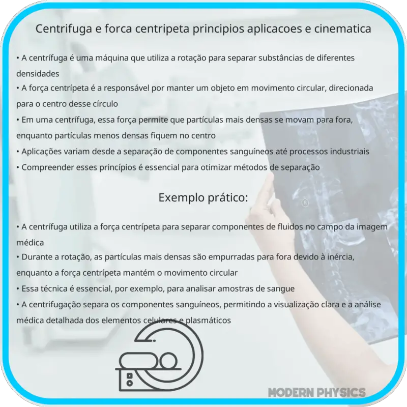 Centrífuga e Força Centrípeta | Princípios, Aplicações e Cinemática