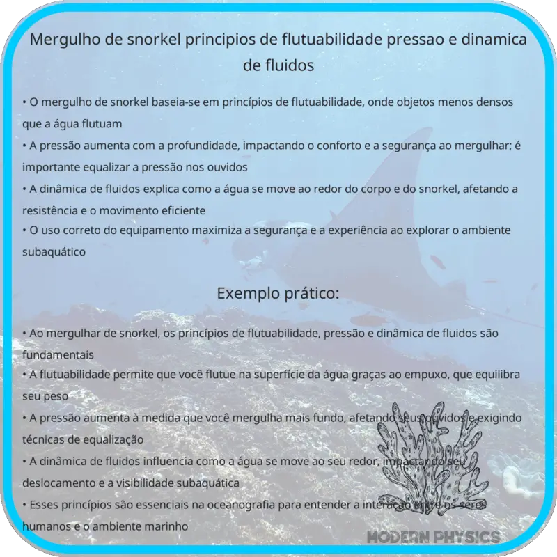 Mergulho de Snorkel | Princípios de Flutuabilidade, Pressão e Dinâmica de Fluídos