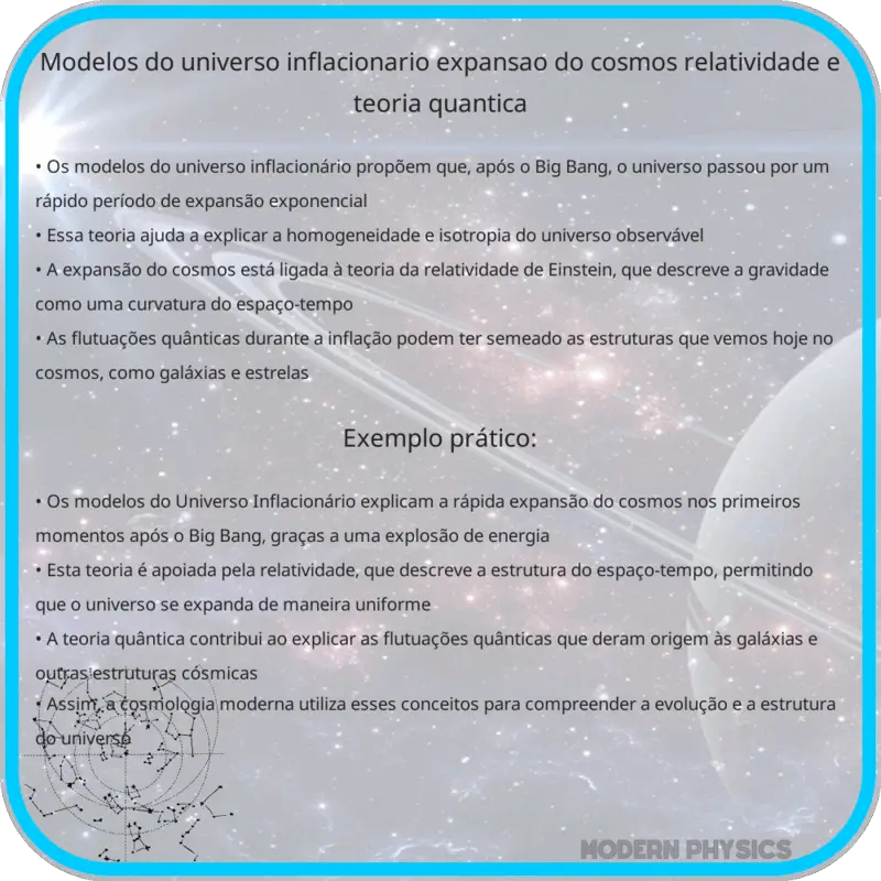 Modelos do Universo Inflacionário | Expansão do Cosmos, Relatividade e Teoria Quântica