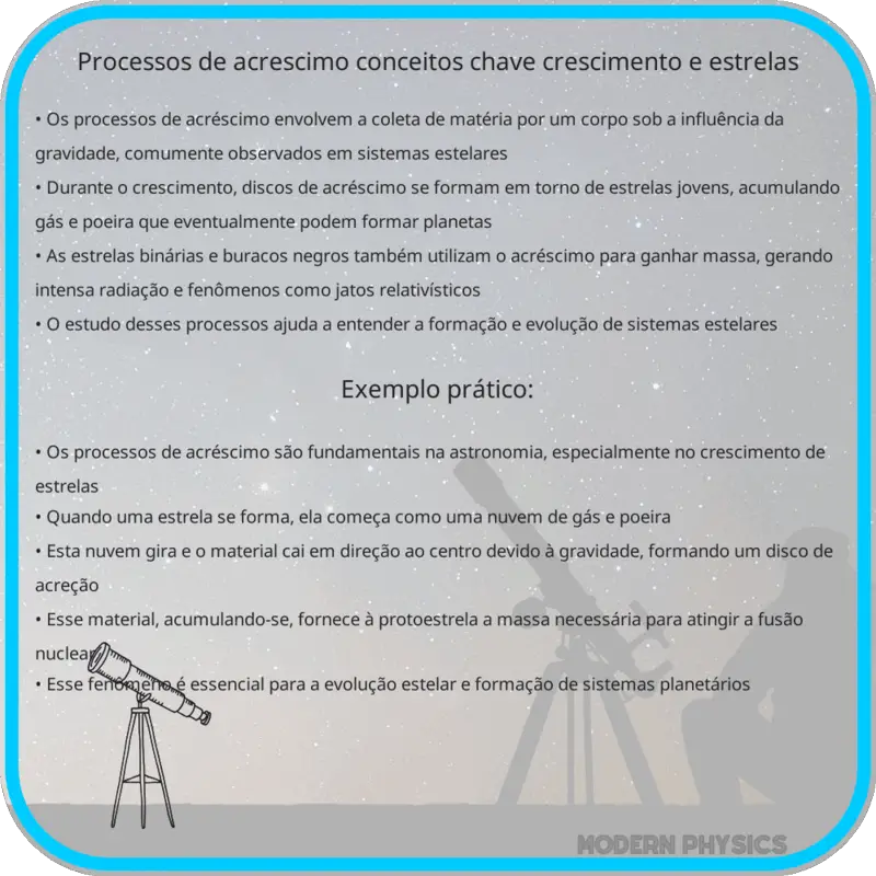 Processos de Acréscimo | Conceitos-Chave, Crescimento e Estrelas