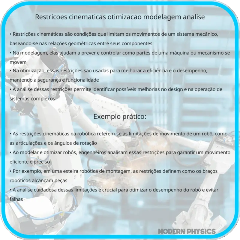 Restrições Cinemáticas | Otimização, Modelagem & Análise Restrições Cinemáticas | Otimização, Modelagem & Análise